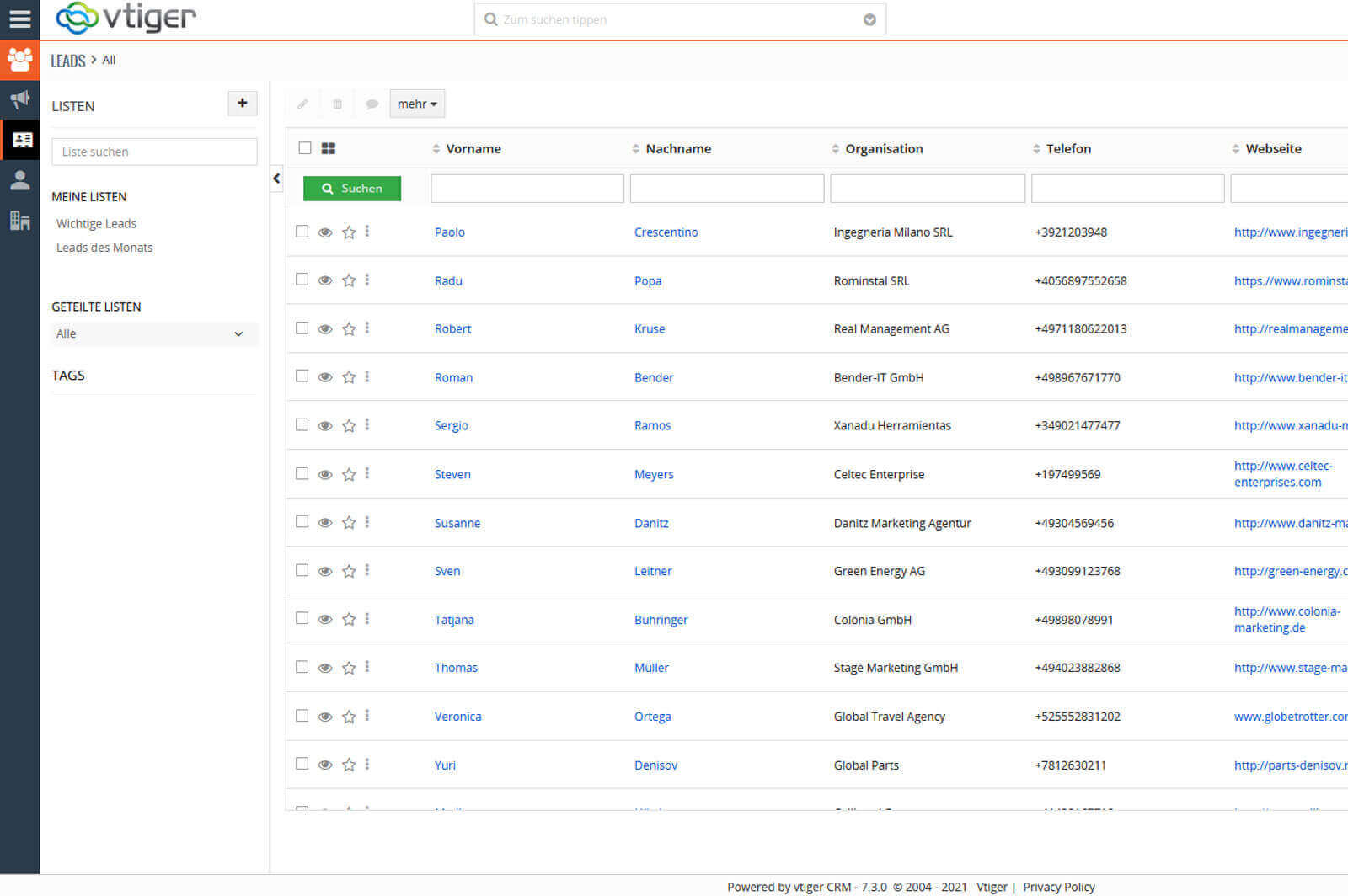 Vtiger Leads Module - Lead Management im Open Source CRM Vtiger Leads Module - Lead Management im Open Source CRM
