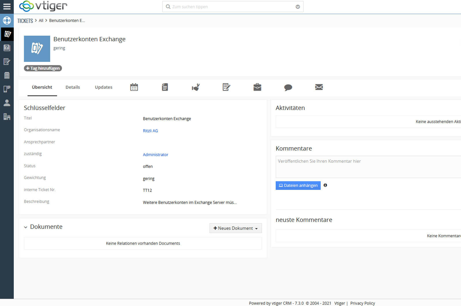 Vtiger Support Ticket System Module - professioneller Kundensupport
